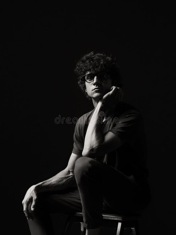 Emotional Black and White Dramatic Portrait of a Man Stock Image ...