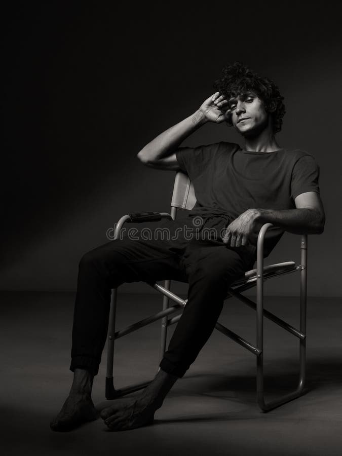 Emotional Black and White Dramatic Portrait of a Man Stock Photo ...