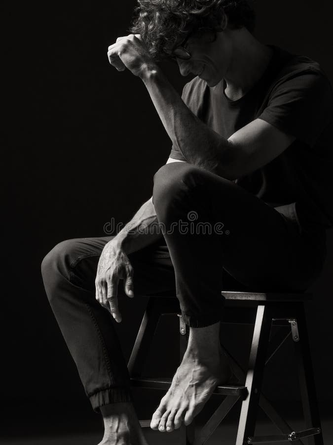 Emotional Black and White Dramatic Portrait of a Man Stock Image ...