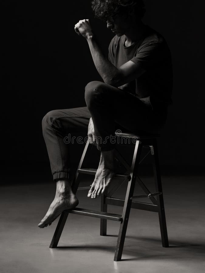 Emotional Black and White Dramatic Portrait of a Man Stock Photo ...
