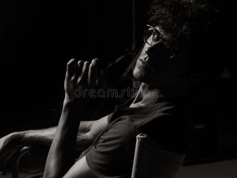 Emotional Black and White Dramatic Portrait of a Man Stock Photo ...