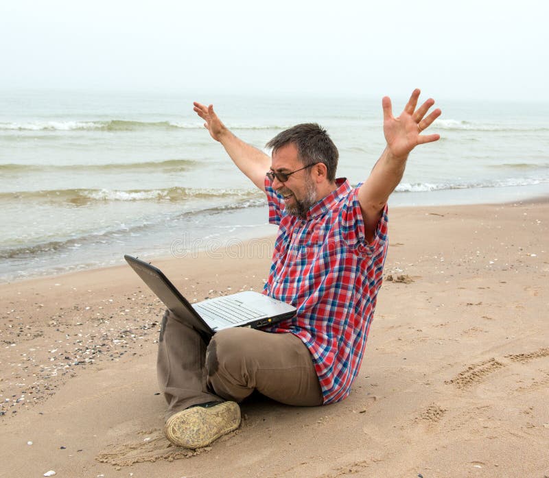 Emotional Boy On The Beach. Stock Photo - Image of casual, outdoor ...