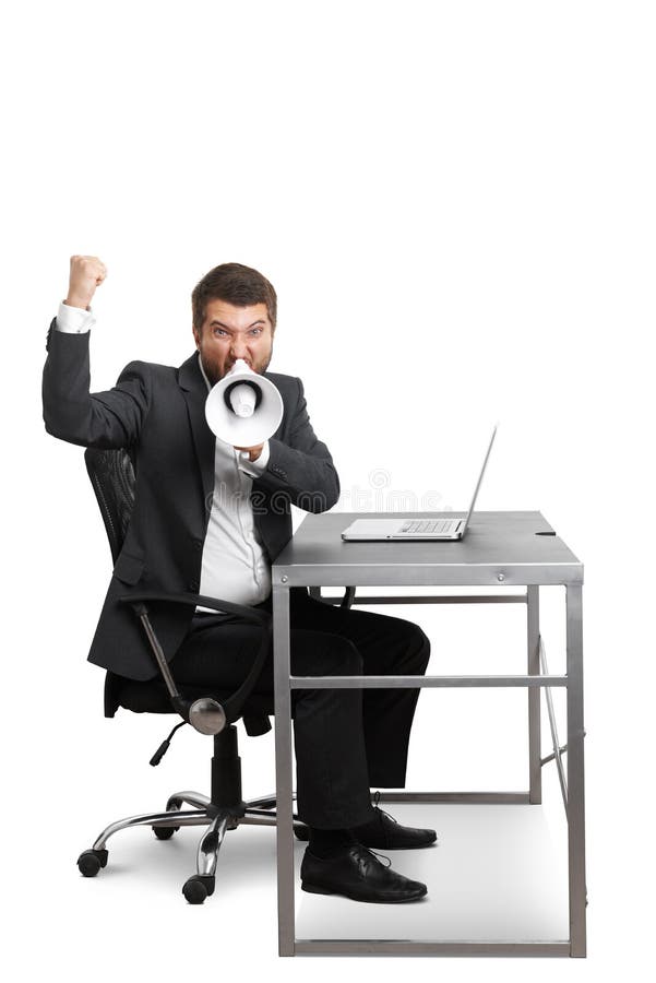 Businessman Screaming at Small Calm Woman Stock Image - Image of ...