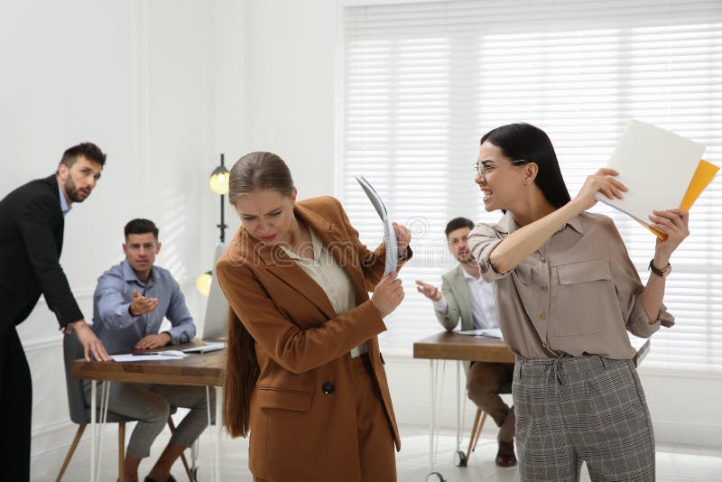 Emotional Colleagues Fighting. Workplace Conflict Stock Photo - Image ...