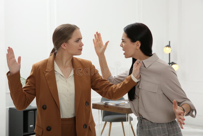 Emotional Colleagues Fighting. Workplace Conflict Stock Photo - Image ...