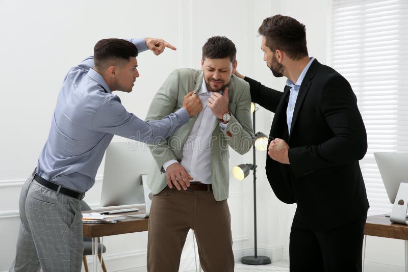 Emotional Colleagues Fighting in Office. Workplace Conflict Stock Image ...