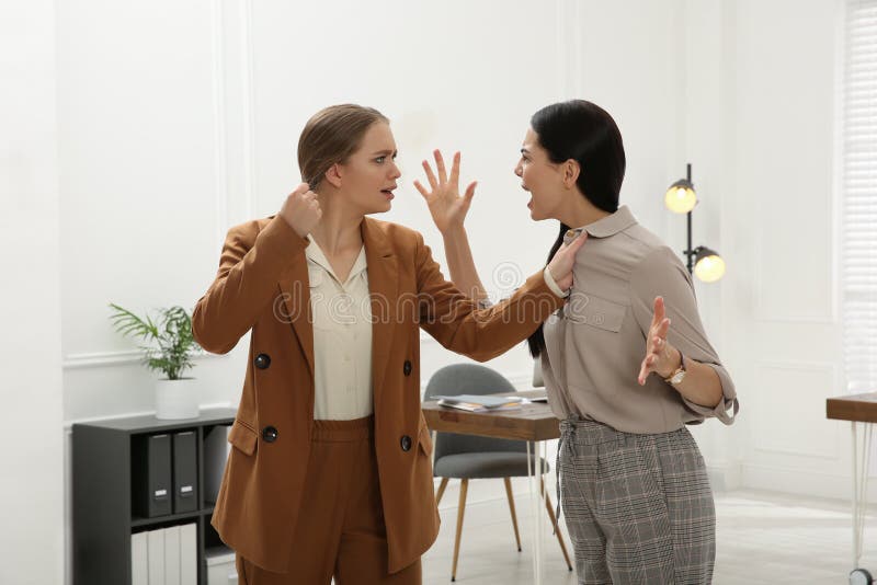 Emotional Colleagues Fighting in Office. Workplace Conflict Stock Photo ...