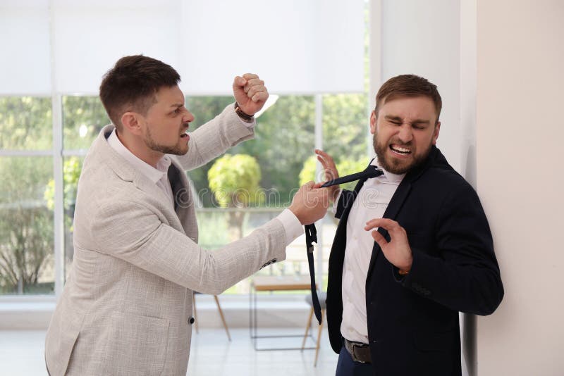 Emotional Colleagues Fighting in Office. Workplace Conflict Stock Image ...