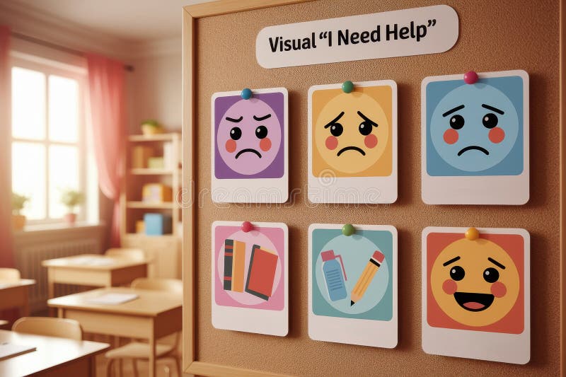 Emotional Communication Board in Classroom for Student Support Stock ...