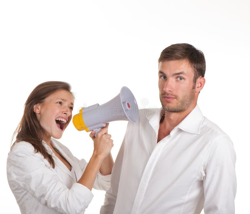 Emotional conflict stock image. Image of announce, loudspeaker - 91065113