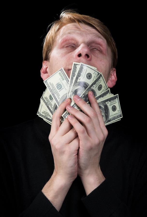 Emotional Der Mann Und Das Geld Stockbild - Bild von hintergrund, hand ...