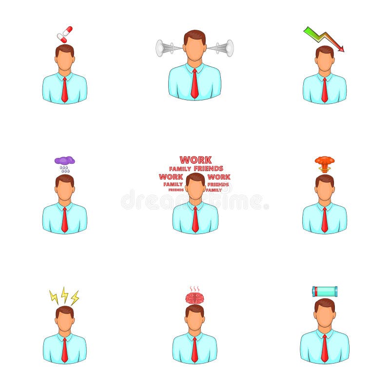 Emotional Desperation Icons Set, Cartoon Style Stock Vector ...