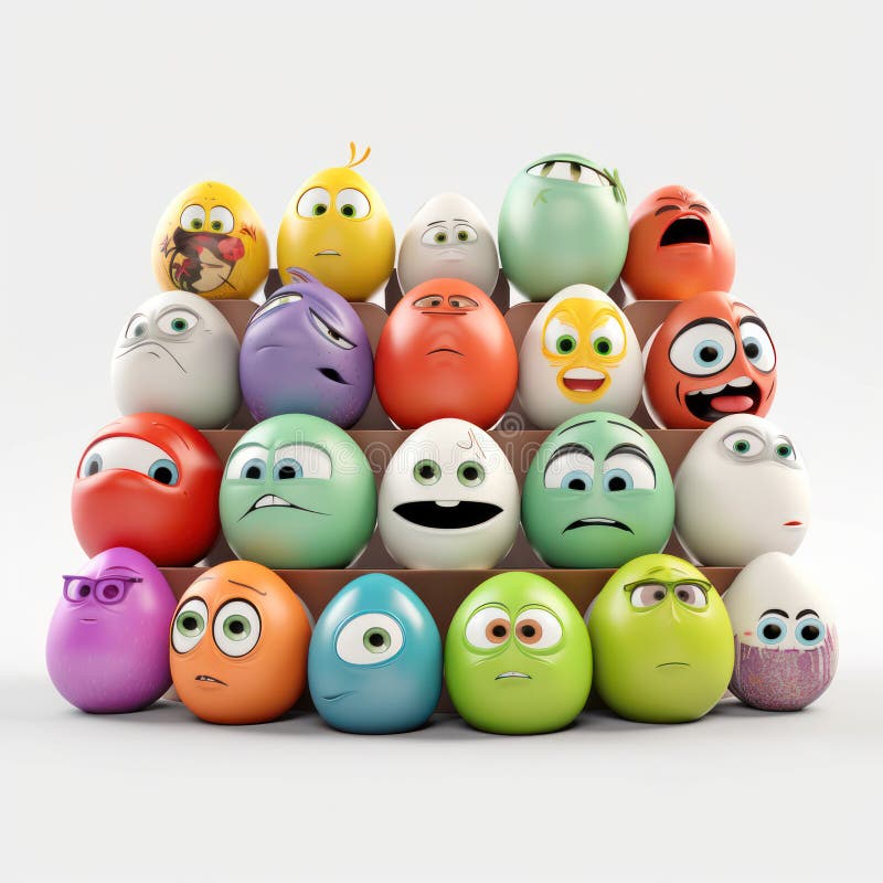 Emotional Eggs with Drawn Funny Faces.happy Easter Stock Illustration ...