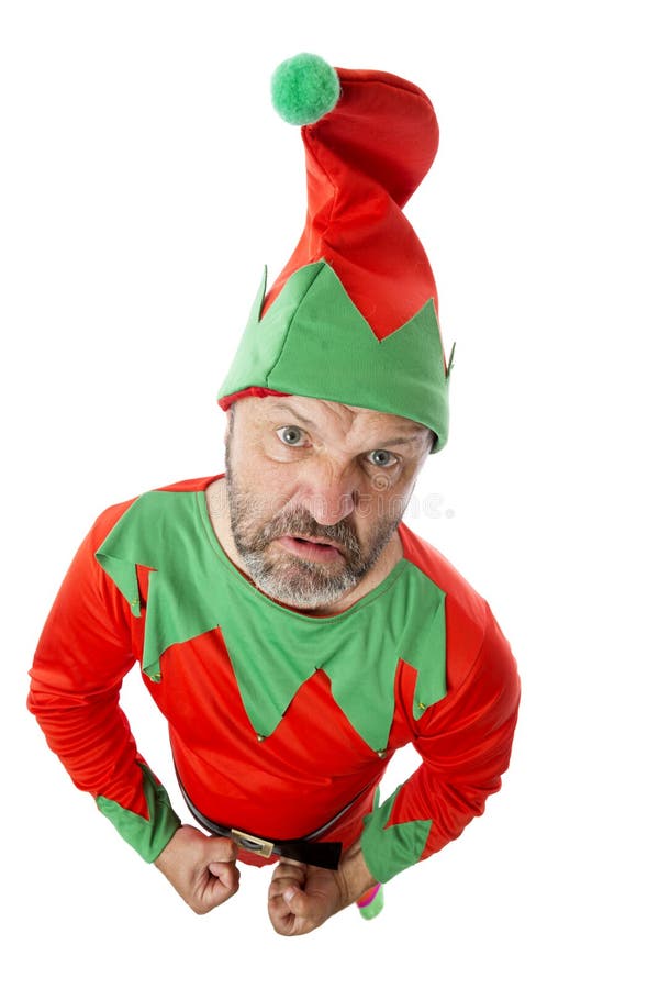 Little Angry Christmas Elf. Stock Image - Image of xmas, costume: 127486753