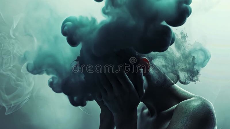 Emotional Expression through Abstract Art Featuring a Figure Surrounded ...