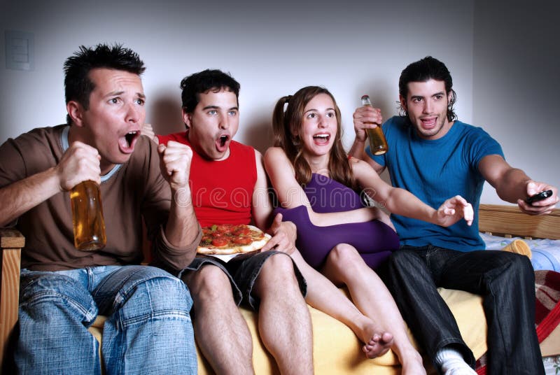 Emotional fans stock image. Image of leisure, drink, group - 12336231