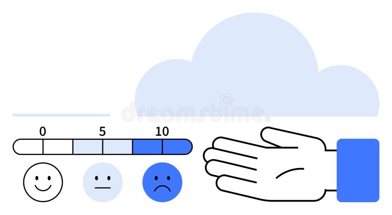 Emotional Feedback Meter with Cloud and Hand Symbolizing Evaluation and ...