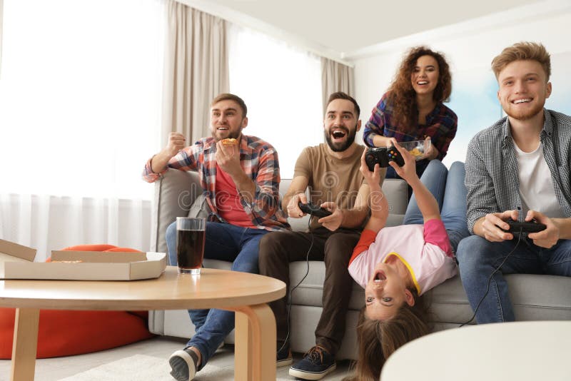 Emotional Friends Playing Video Games Stock Photo - Image of gamer ...