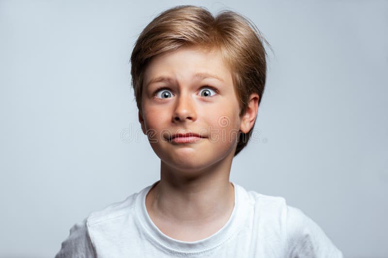 Emotional Funny Child Portrait Stock Photo - Image of joke, amusing ...
