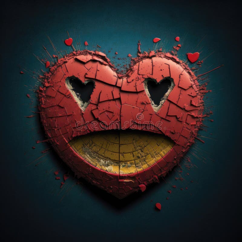Emotional Happy Heart Being Broken - Generative AI Stock Illustration ...