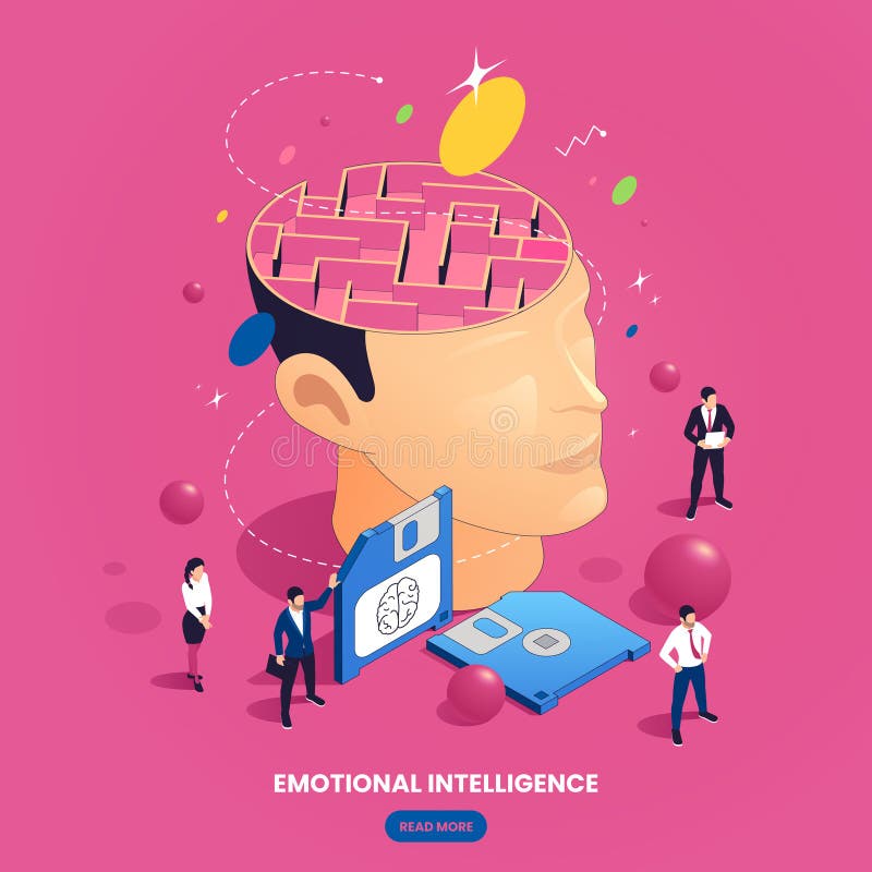 Emotional Intelligence Isometric Background Stock Vector - Illustration ...