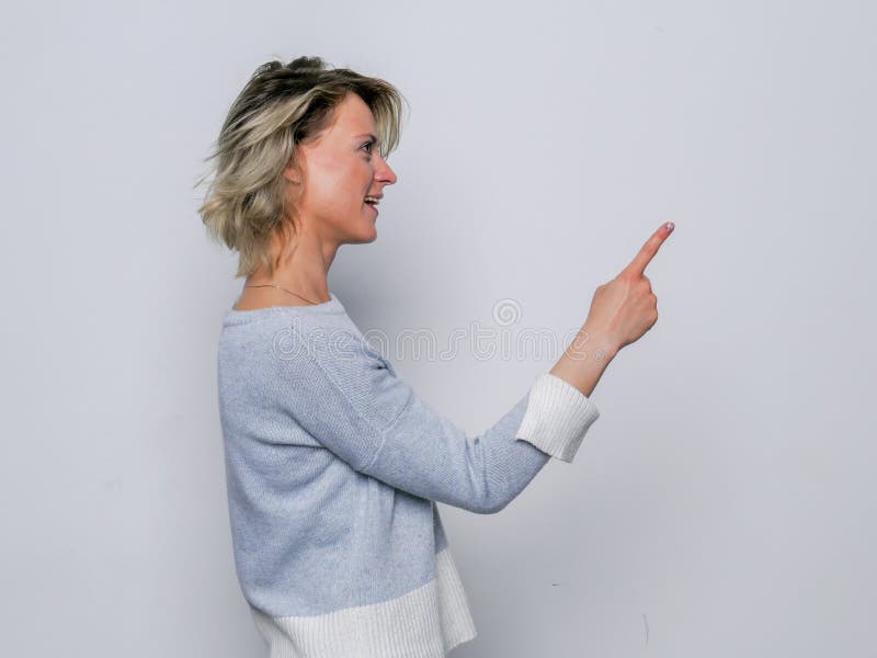 Side View Sequence of a Woman Thinking. Stock Photo - Image of ...
