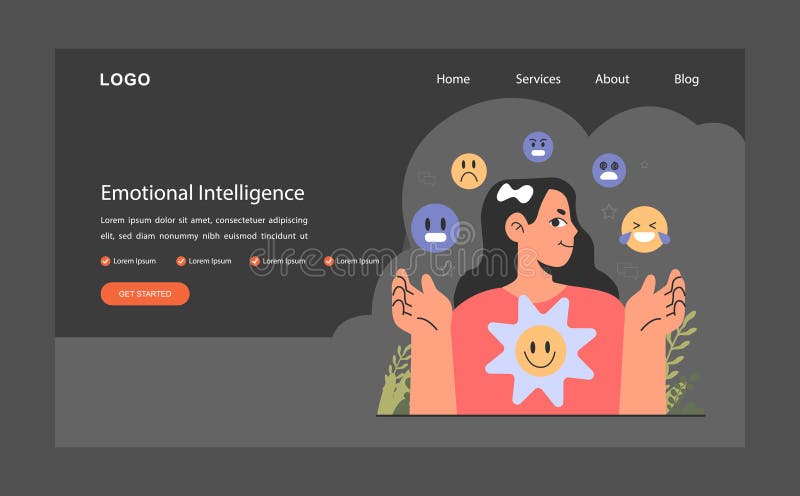 Emotional Intelligence Web Banner or Landing Page Dark or Night Mode ...
