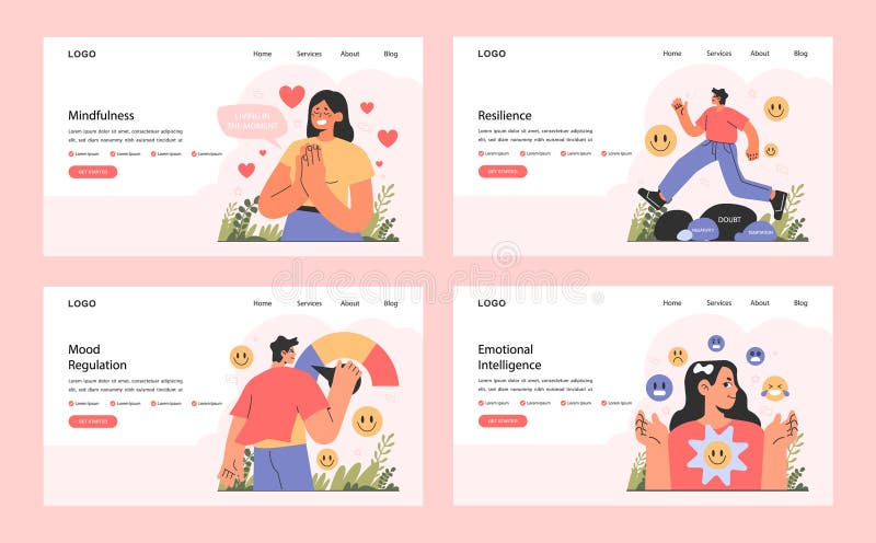 Emotional Intelligence Web Banner or Landing Page Set. Emotions ...