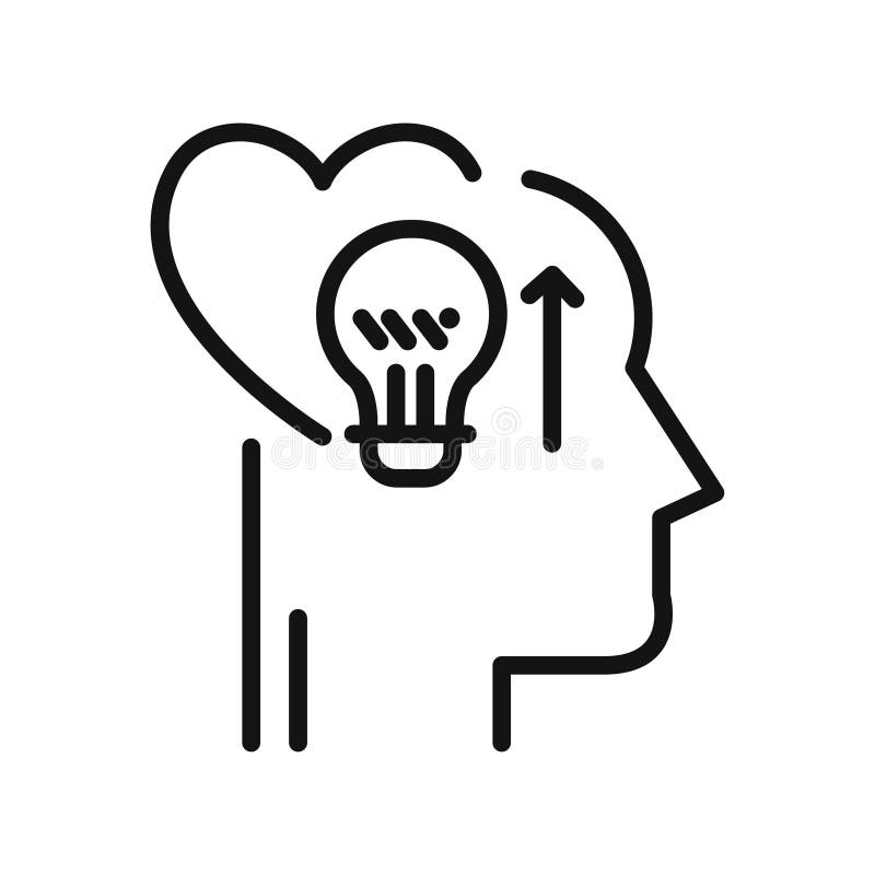 Emotional Intelligent Black and White Icon Illustration Stock Vector ...