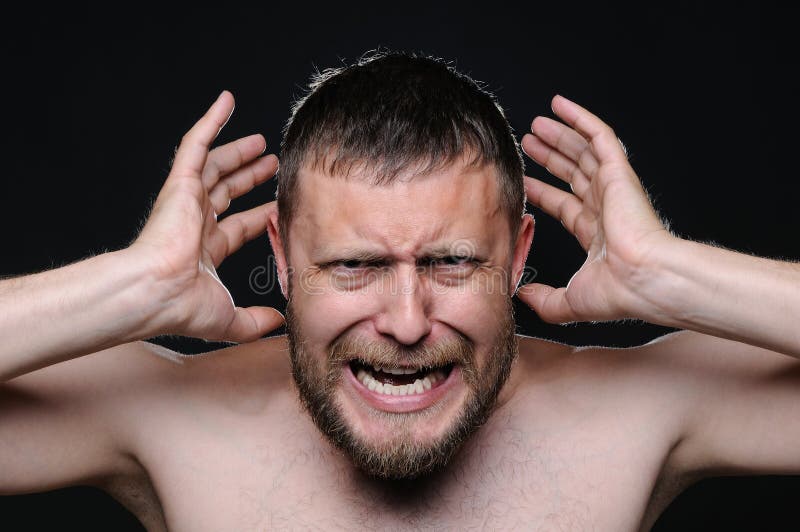 The emotional man stock photo. Image of head, strained - 14831764