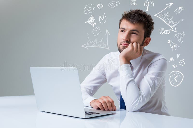 Emotional man and laptop stock photo. Image of beautiful - 75992684