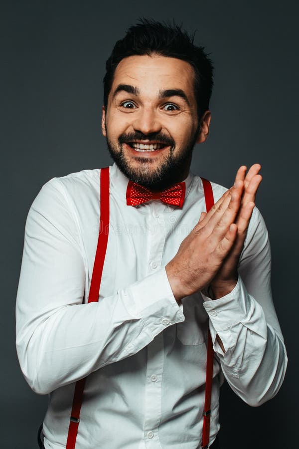 Emotional Man Smiling for the Camera Stock Photo - Image of blue ...