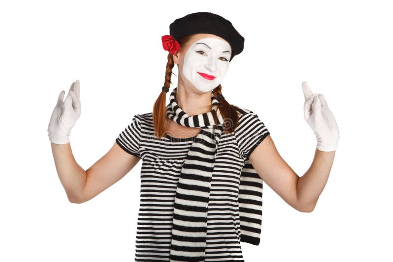 Happy Mime Comedian Showing Thumbs Up Stock Photo - Image of mime ...