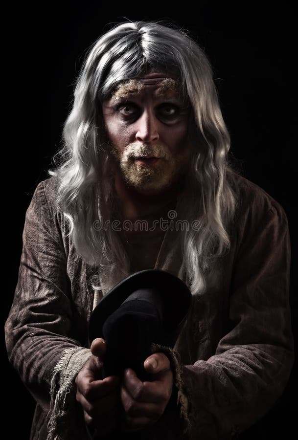 Emotional Portrait of the Gray-haired Tramp Stock Photo - Image of hobo ...