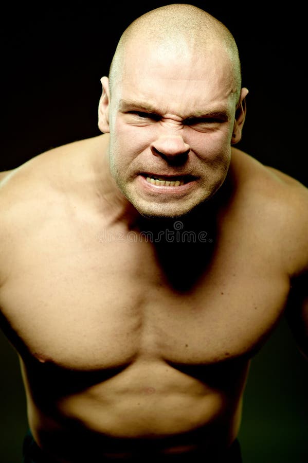 Emotional Portrait of Muscular Aggressive Man Stock Photo - Image of ...