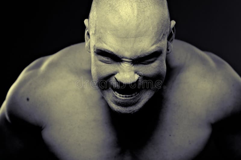 Emotional Portrait of Muscular Aggressive Man Stock Image - Image of ...