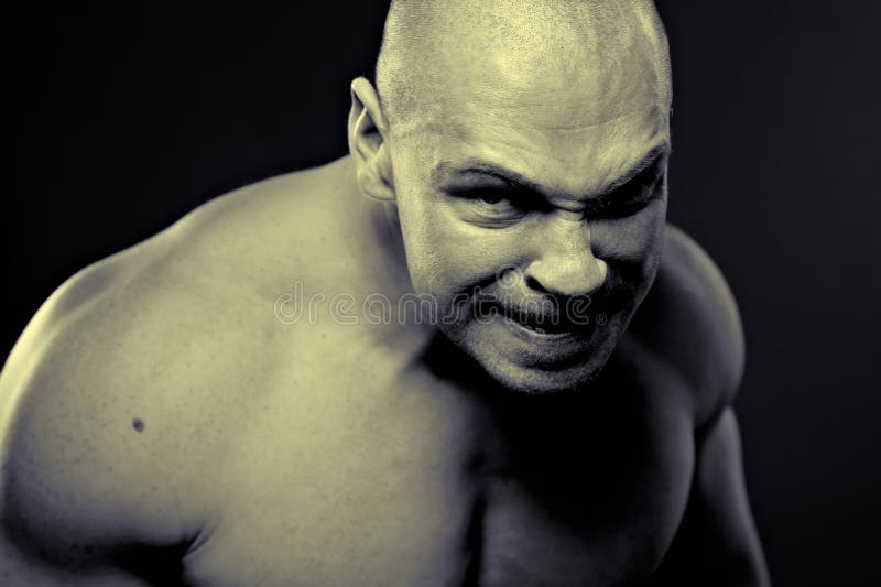 Emotional Portrait of Muscular Aggressive Man Stock Image - Image of ...