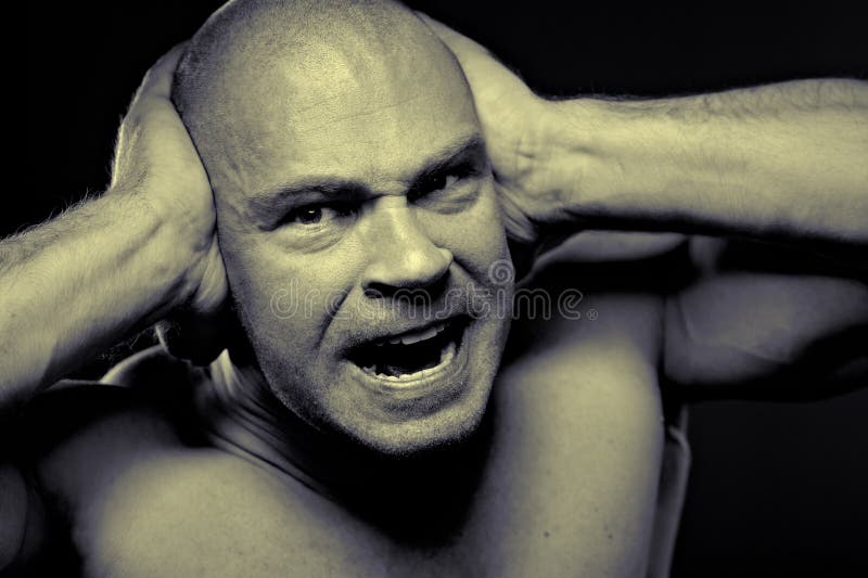 Emotional Portrait of Muscular Aggressive Man Stock Image - Image of ...