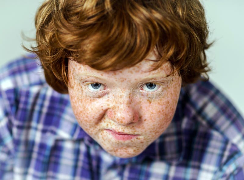 Emotional Portrait of Red-haired Boy Stock Photo - Image of optimistic ...