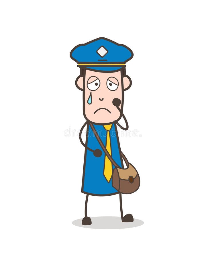 Emotional Postman Crying Face Vector Stock Illustration - Illustration ...