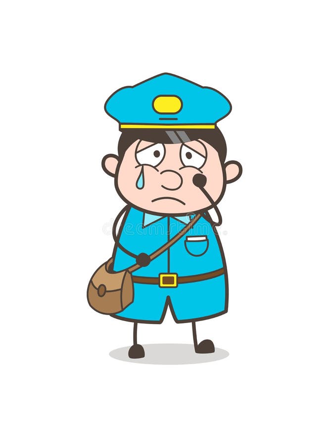 Emotional Postman Crying Face Vector Stock Illustration - Illustration ...