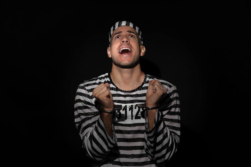 Black and White Striped Prisoner Hat Stock Photo - Image of clipping ...