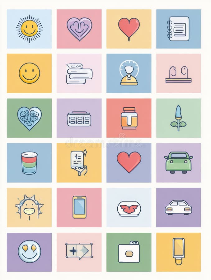 Emotional Regulation Techniques Illustrated in a Flat Icon Grid Showing ...