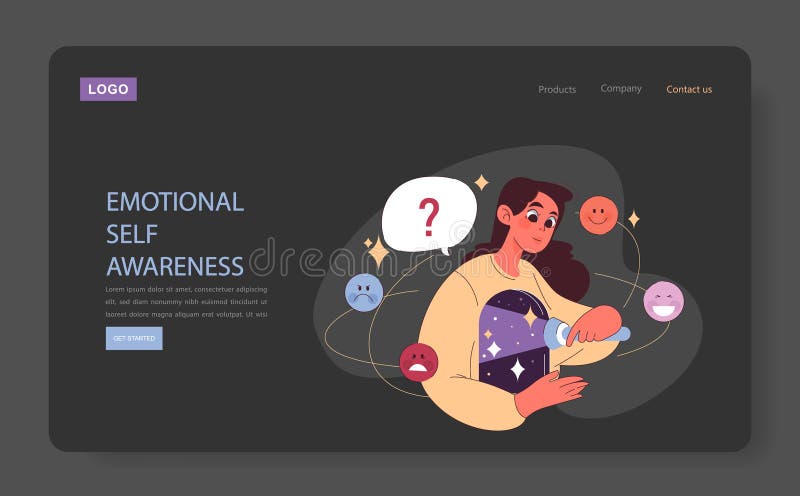 Emotional Self-awareness Dark Mode or Night Mode Web Banner Stock ...