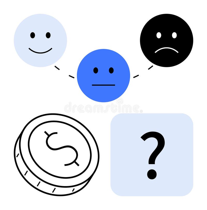 Emotional Spectrum Symbols with Coin and Question Mark Highlight ...
