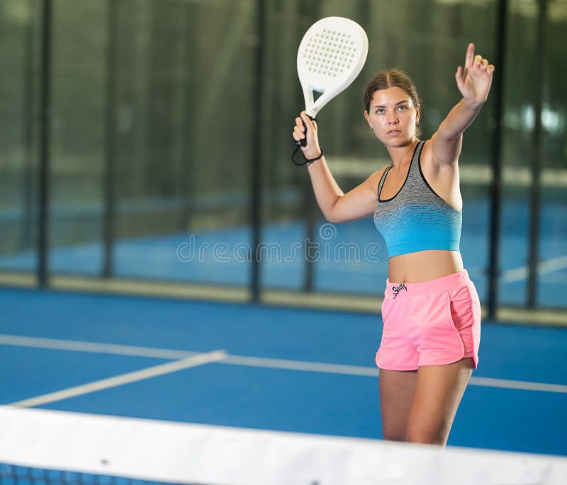 Emotional Woman Training Padel at Group Workout Stock Photo - Image of ...