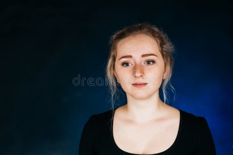 Emotional Young Girl with a Tail Stock Image - Image of grimace, face ...