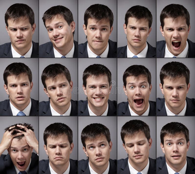 9 (nine) Emotions with One Face Stock Illustration - Illustration of ...