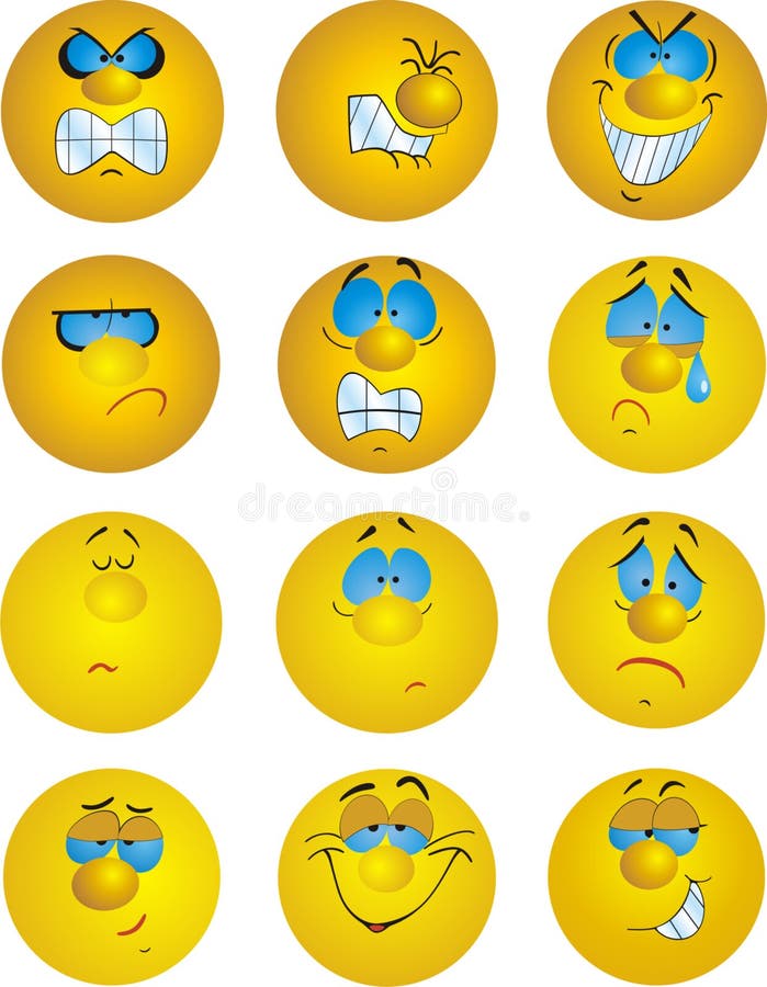 Emoticons Set - 70 Different Emotions Stock Vector - Illustration of ...