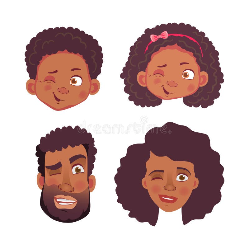 Emotions of african human stock illustration. Illustration of vector ...